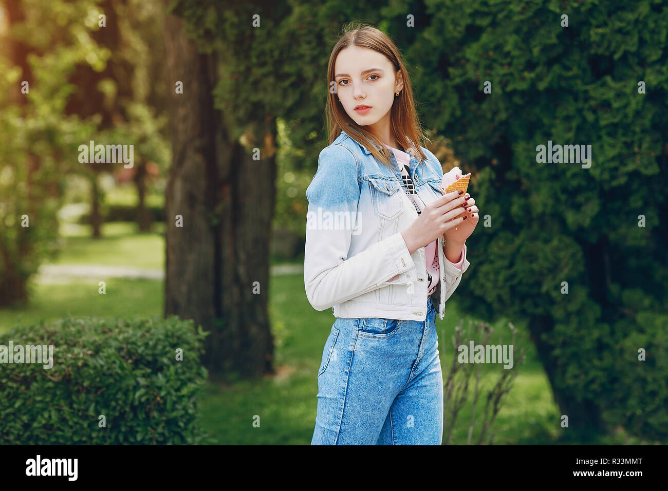 beautiful model pose for a photo in trendy clothes Stock Photo - Alamy