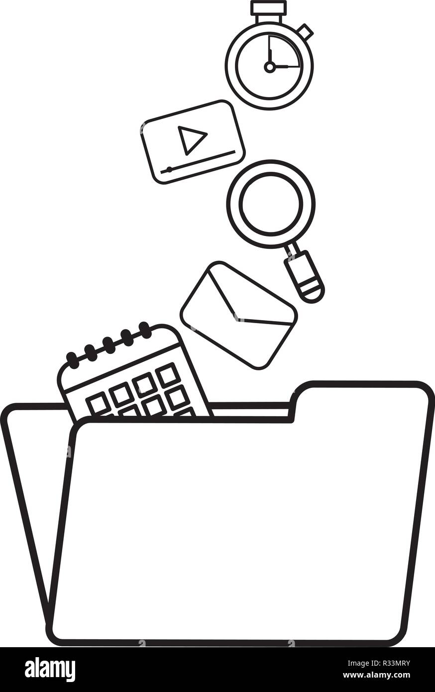 technology digital folders documents with email and calendar with media ...