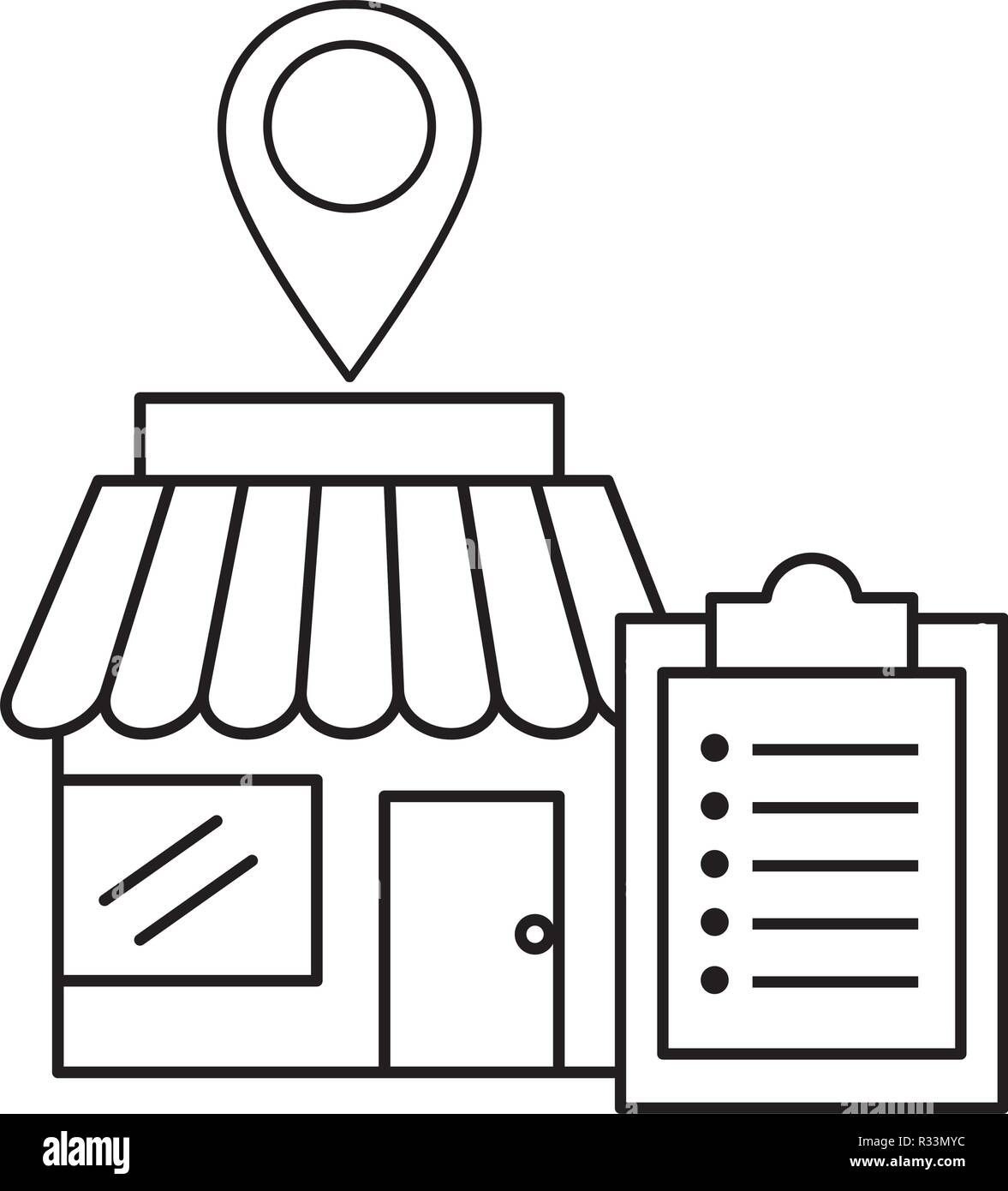 ecommerce online store with documents and gps location cartoon vector ...