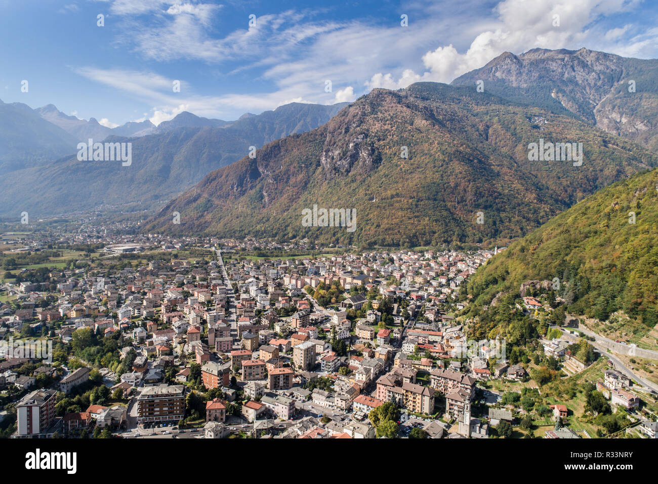 Valchiavenna, city of Chiavenna. Panoramic view Stock Photo - Alamy