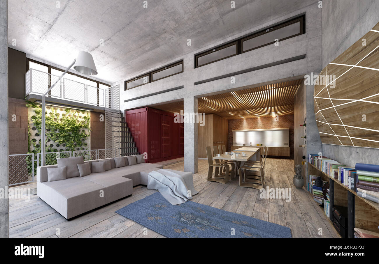 Interior apartment stairs 3d hi-res stock photography and images - Alamy