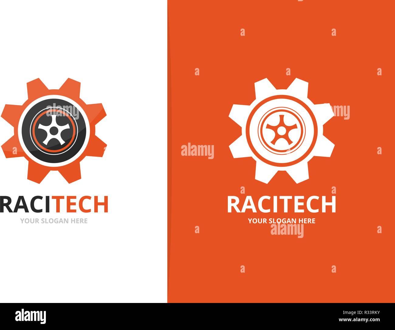 Vector wheel and gear logo combination. Tire and mechanic symbol or ...
