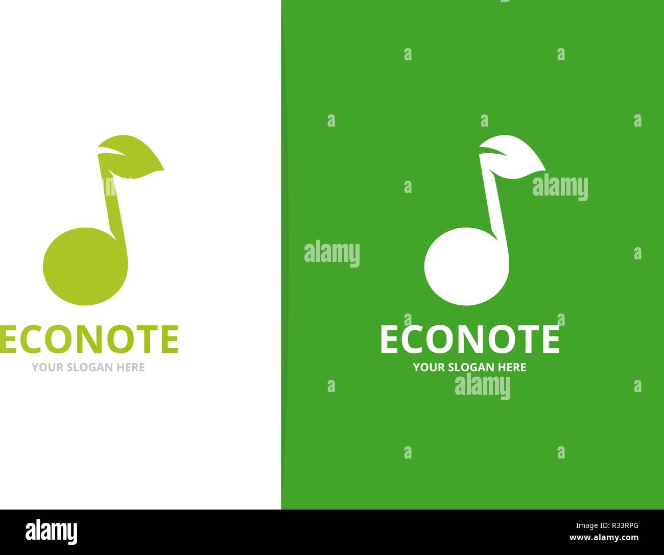 Vector note and leaf logo combination. Music and eco symbol or icon ...