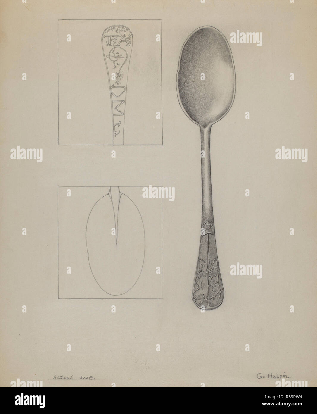 Pewter Spoon. Dated: c. 1937. Dimensions: overall: 27.9 x 22.9 cm (11 x ...