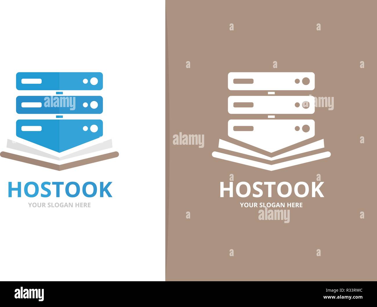 Vector host and open book logo combination. Server and bookstore symbol ...