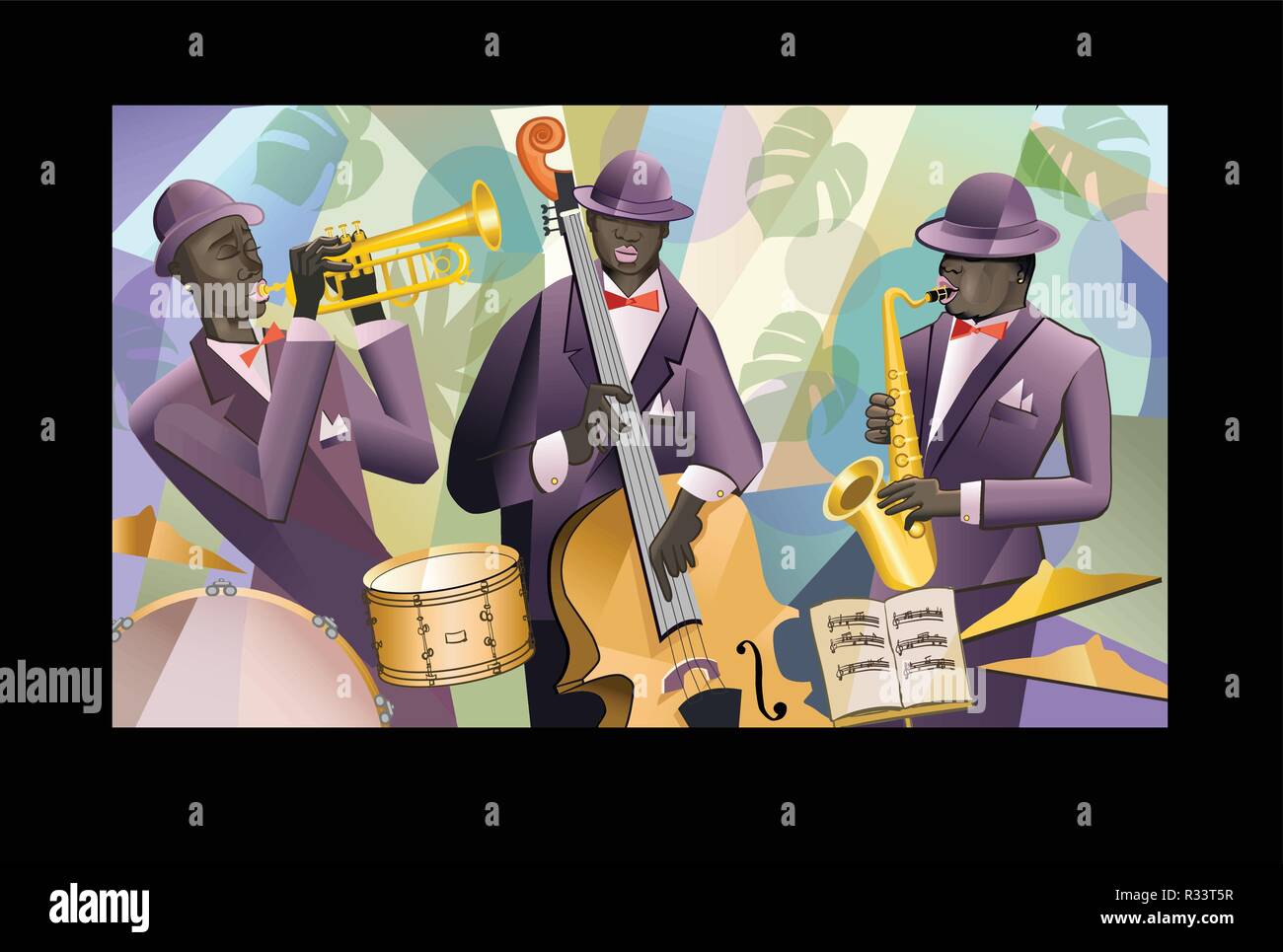 Jazz band on a colorful background - vector illustration Stock Vector ...
