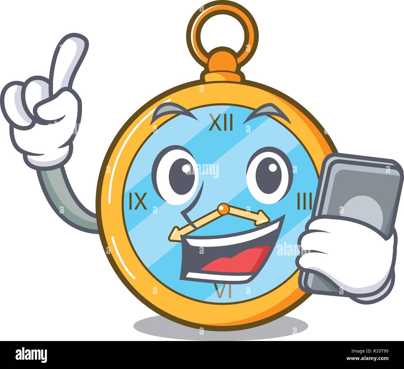 With phone Pocket vintage watch on a cartoon Stock Vector Image & Art ...