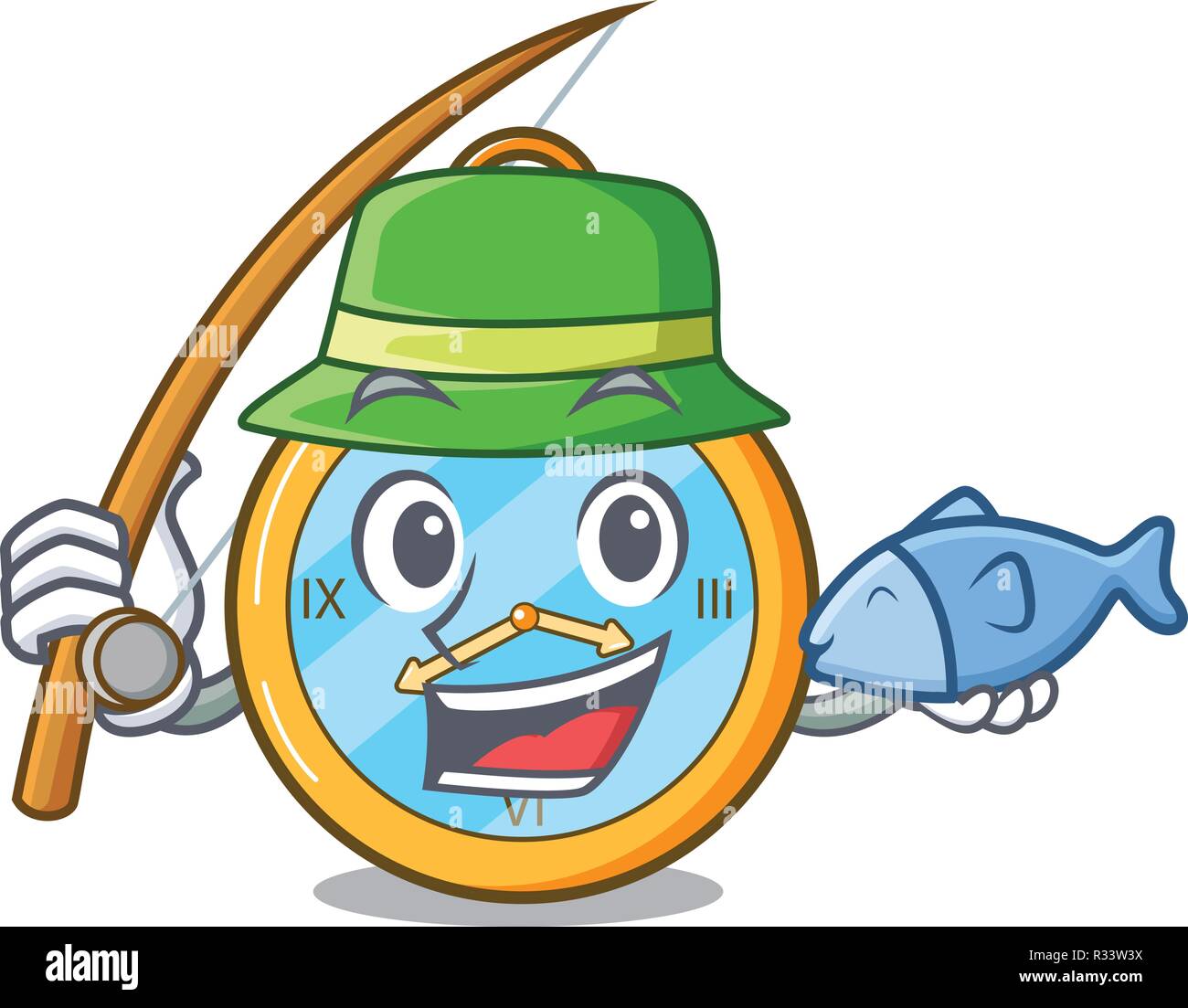 Fishing antique watch isolated on a character Stock Vector Image & Art ...