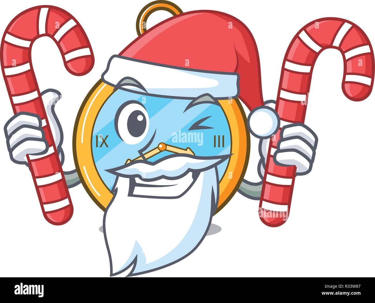 Santa with candy gold vintage clock with picture cartoon Stock Vector ...
