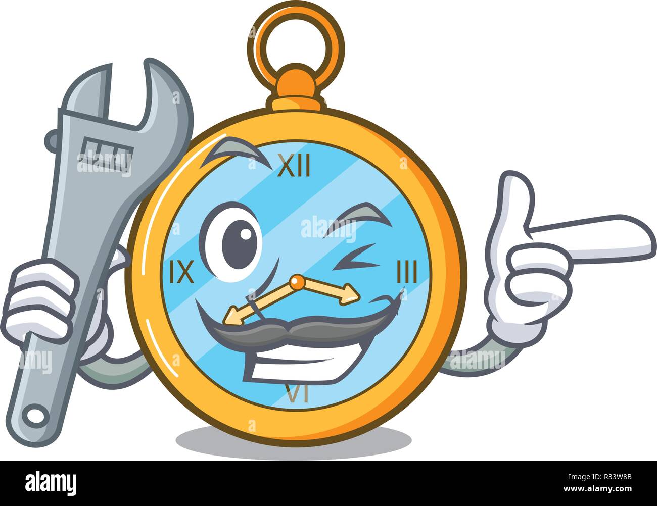 Mechanic gold vintage clock with picture cartoon Stock Vector Image ...