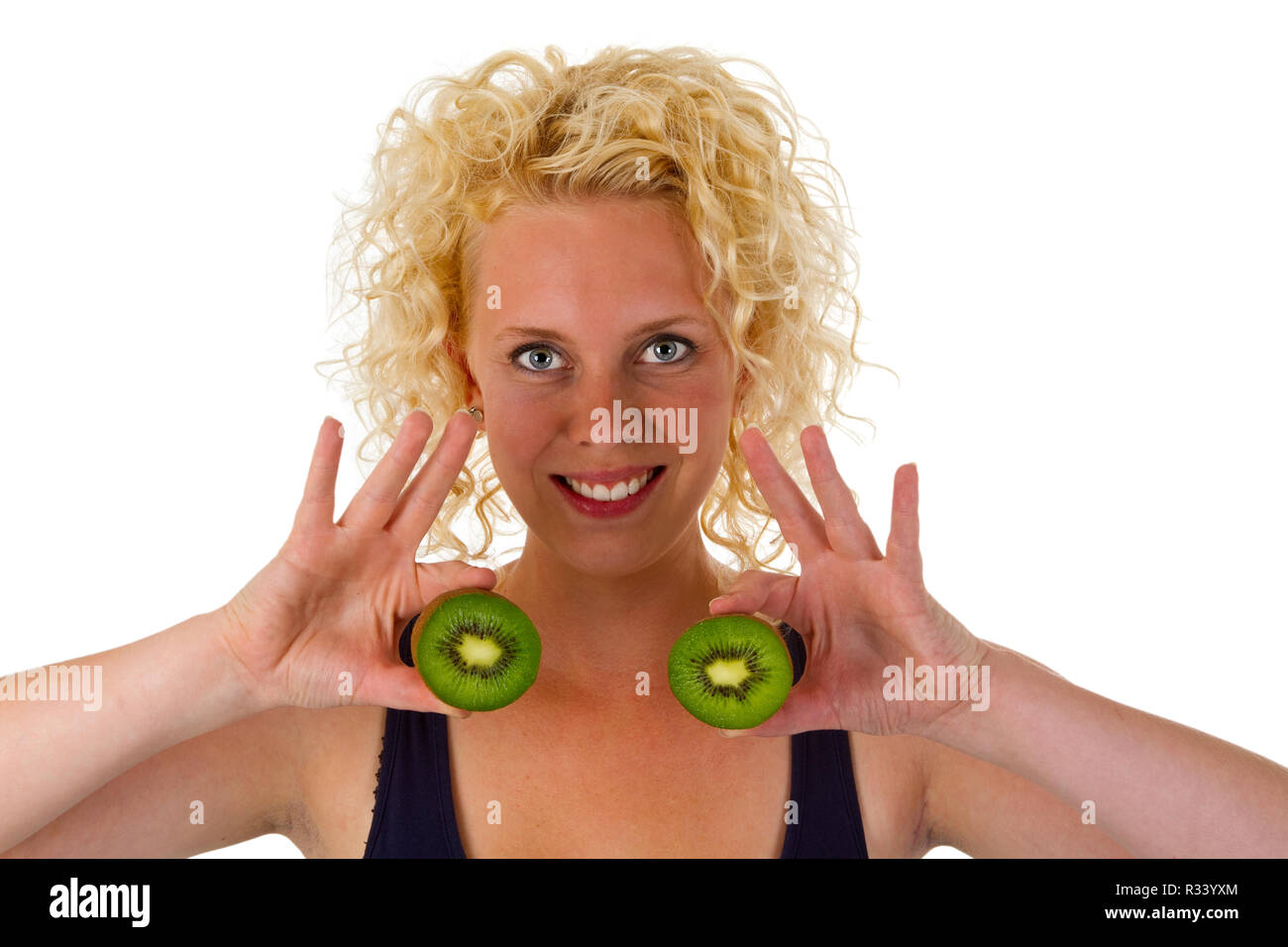 woman with kiwi Stock Photo - Alamy