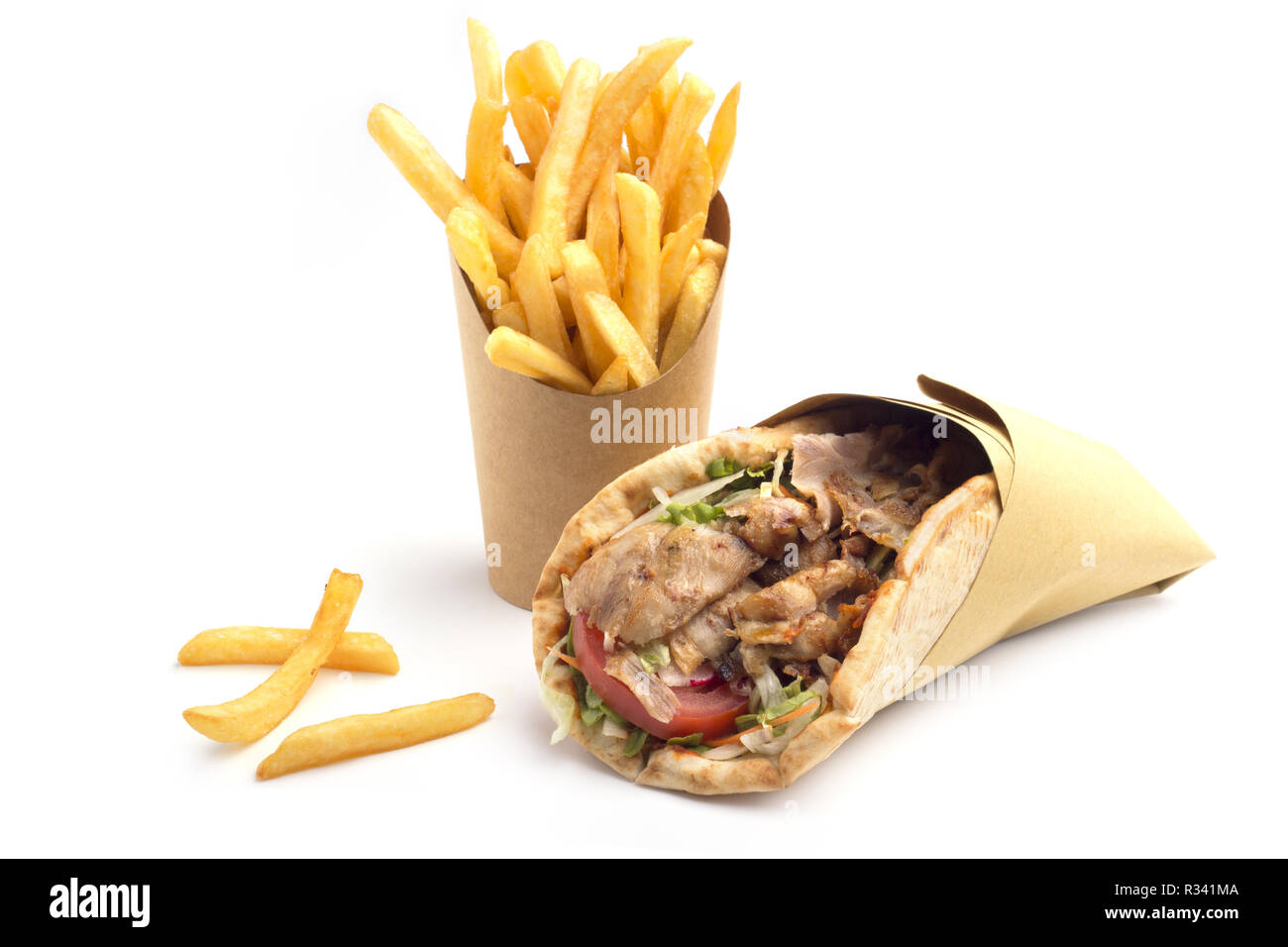 Turkish kebab with yogurt Cut Out Stock Images & Pictures - Alamy