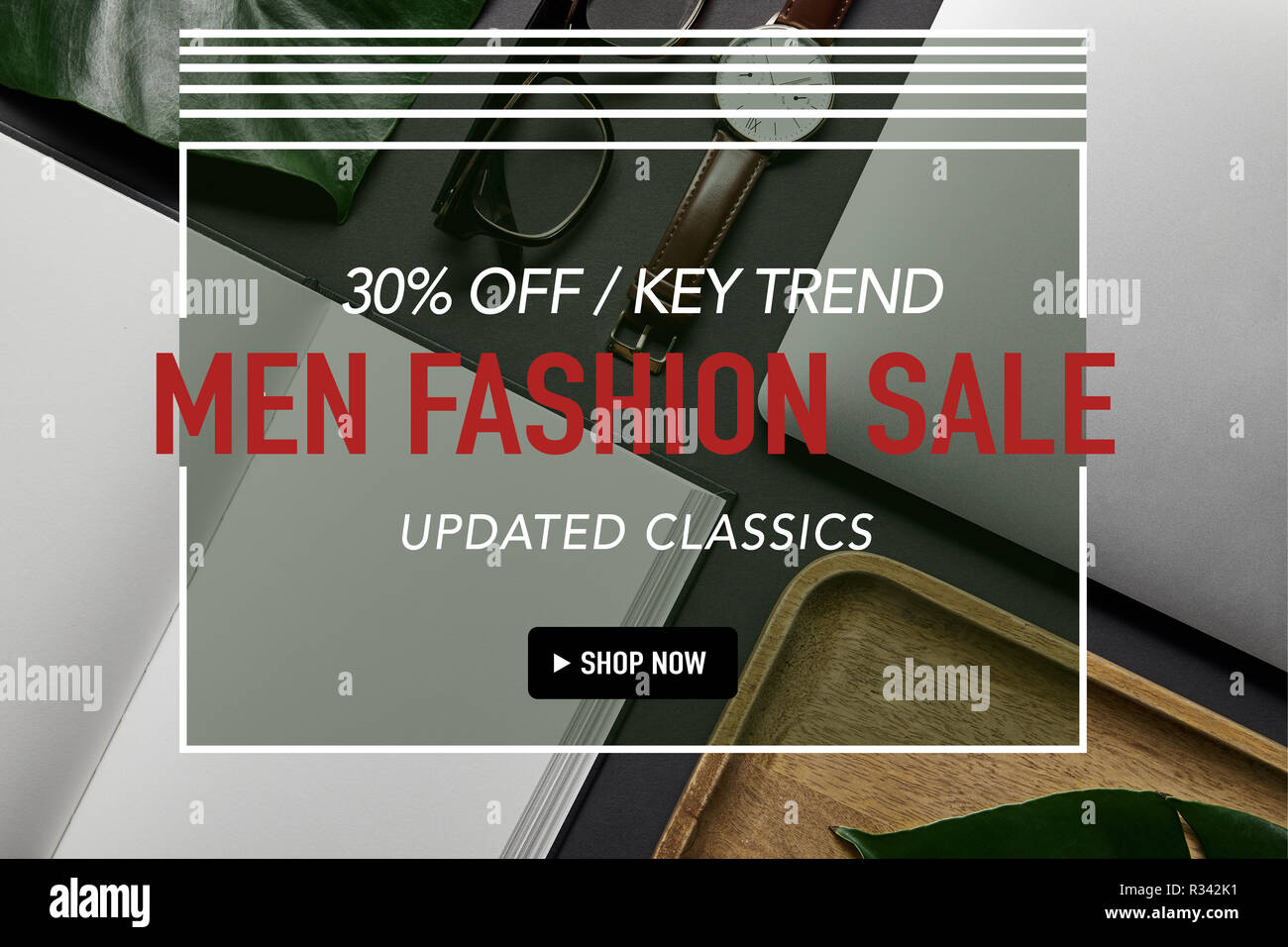 Flat lay template with open notebook and laptop on black background ...