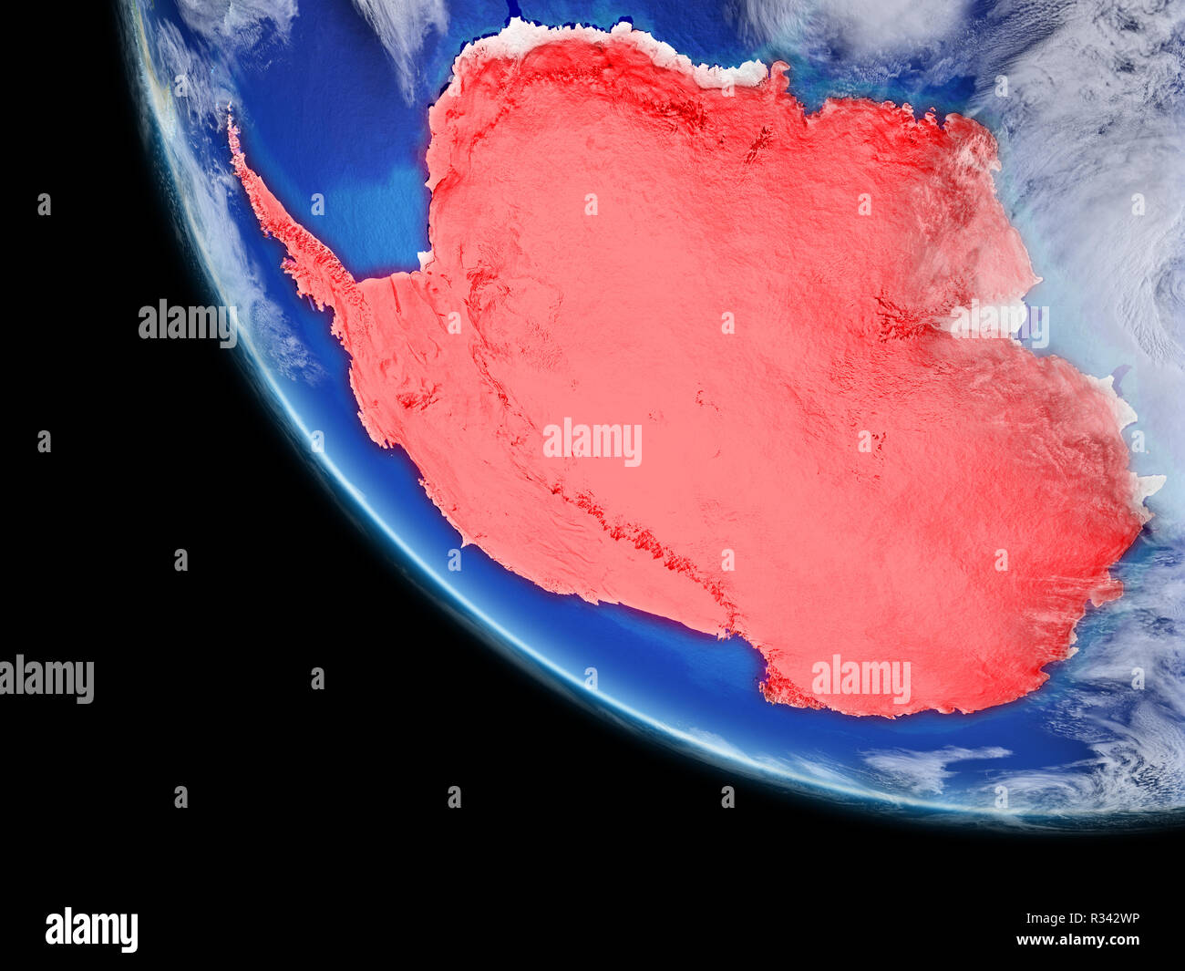 Antarctica on planet Earth from space. Very fine detail of planet ...