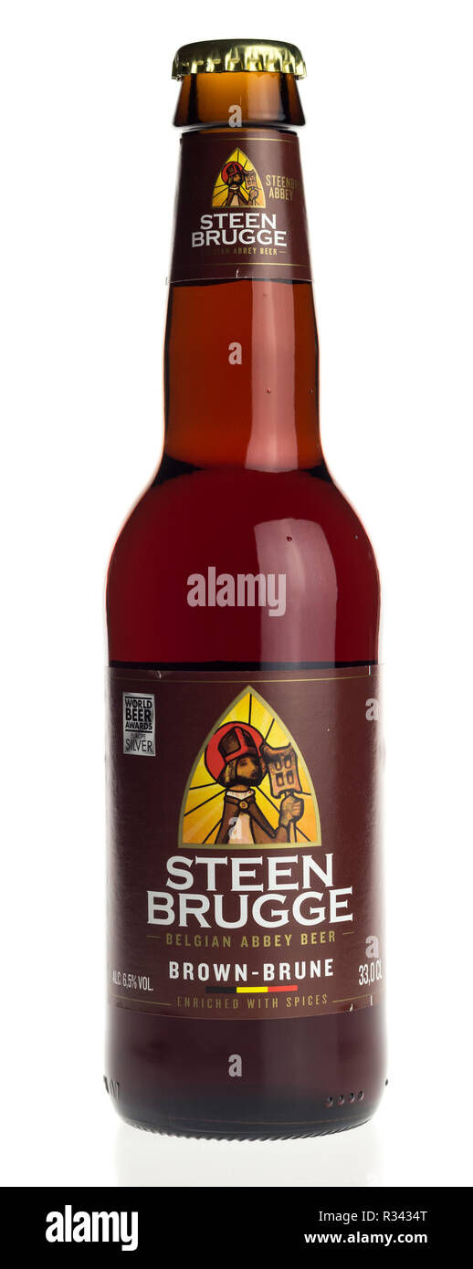 Bottle of Steenbrugge Brown beer isolated on a white background Stock ...