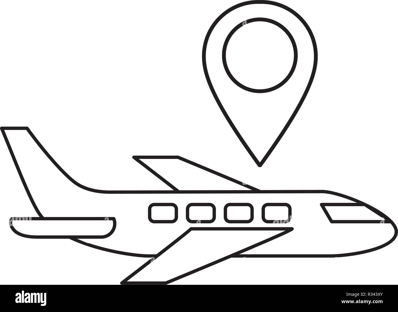 ecommerce online shopping airplane and gps location cartoon vector ...