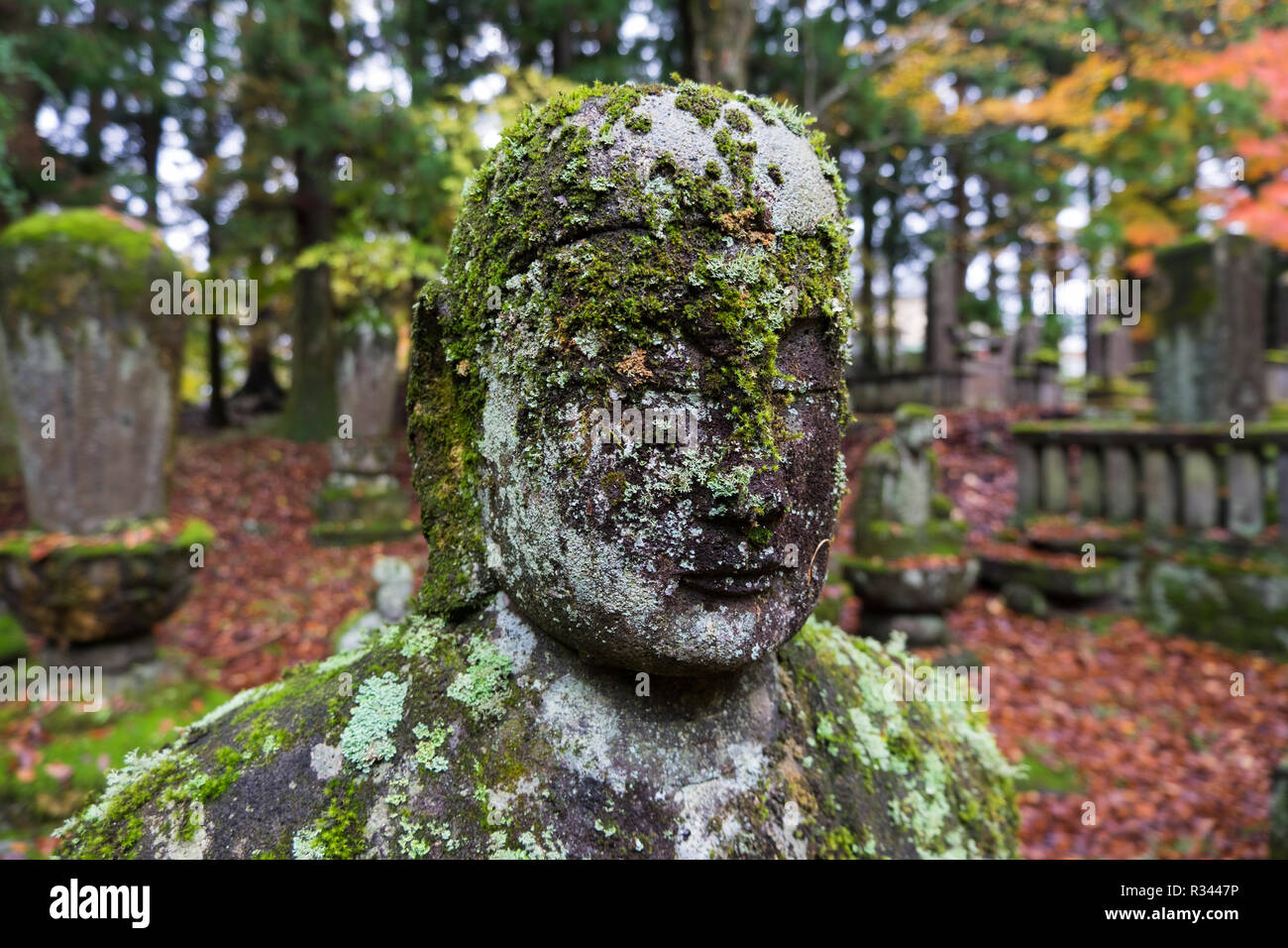 Buddhist statues at the Tobiishi Hachiman Shrine in Nikko, Japan Stock ...