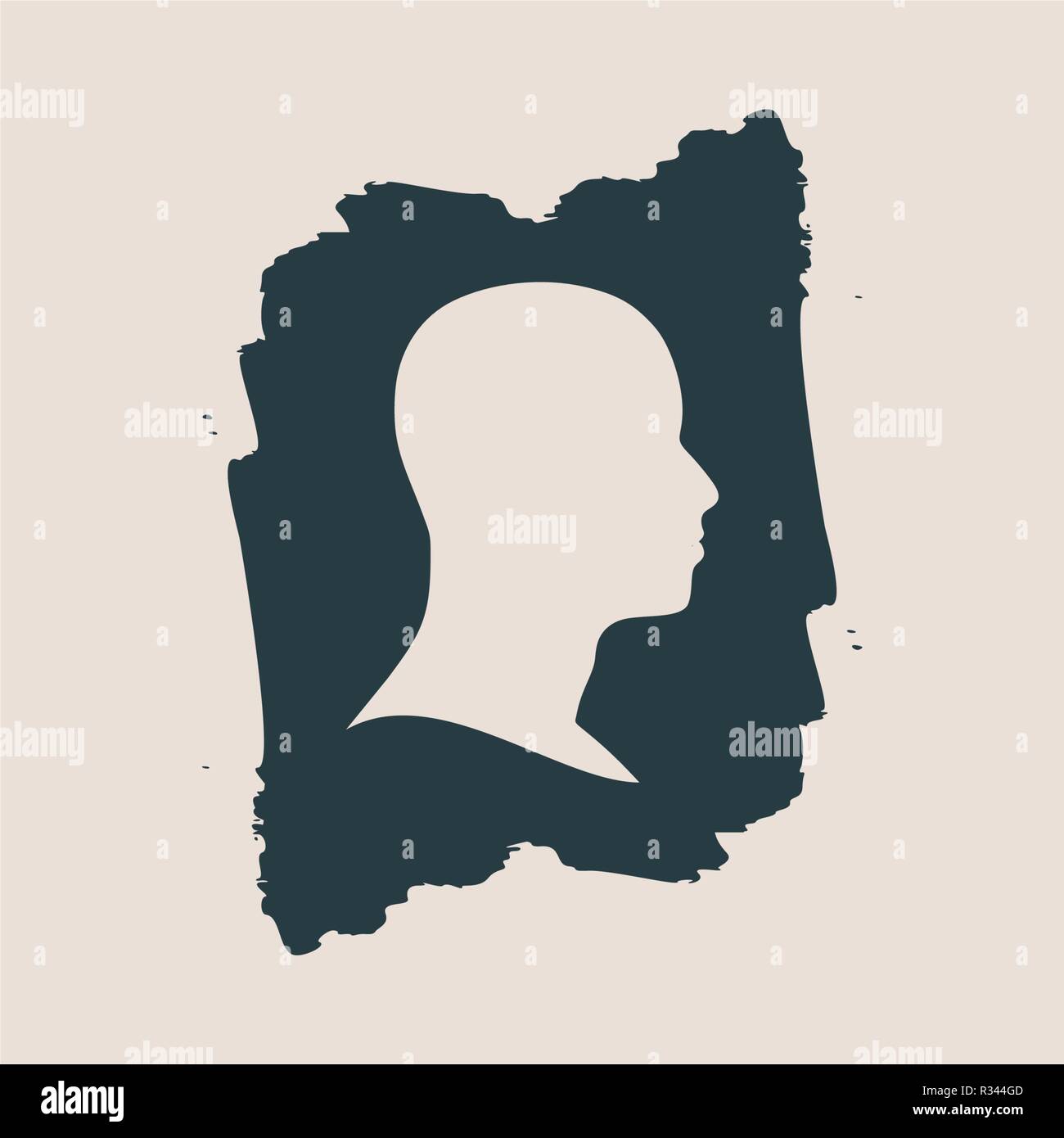 Human avatar silhouette on grunge brush stroke Stock Vector Image & Art ...