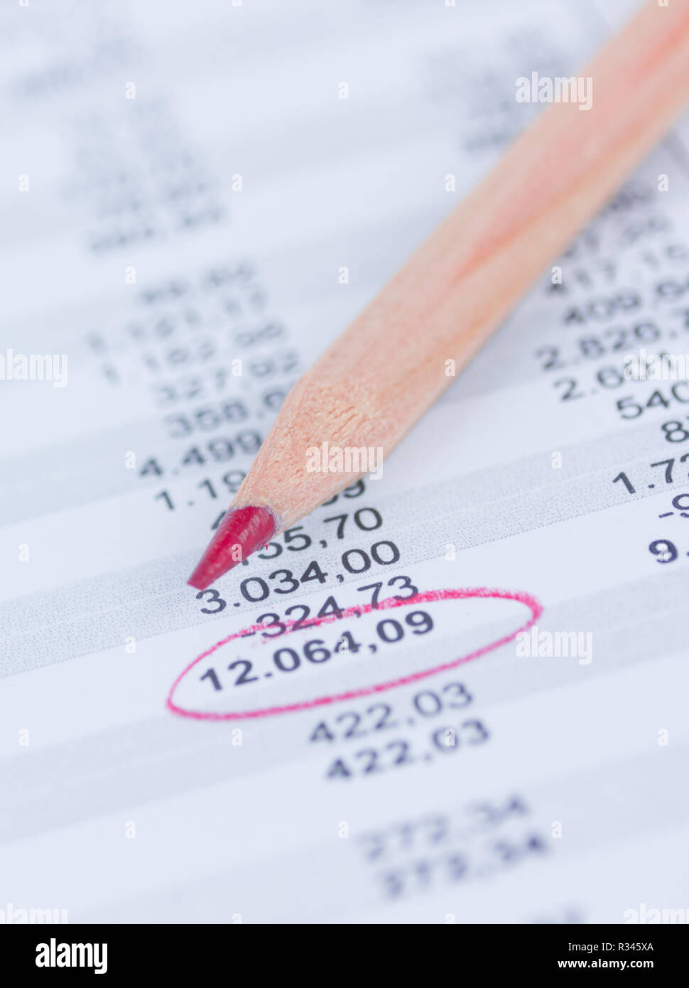 balance sheet and red pen Stock Photo - Alamy