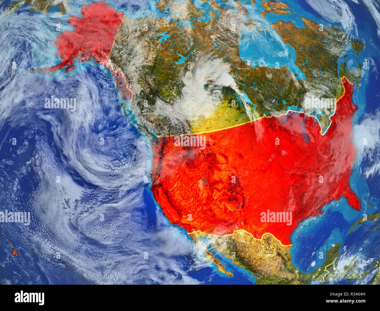 USA from space on model of planet Earth with country borders. Extremely ...