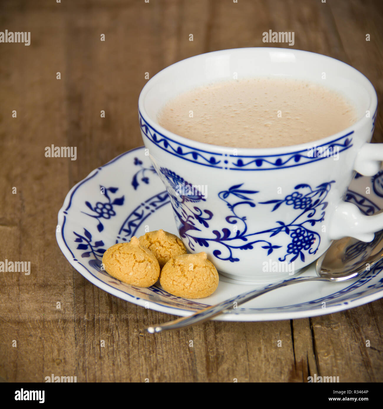 coffee on wooden table Stock Photo - Alamy
