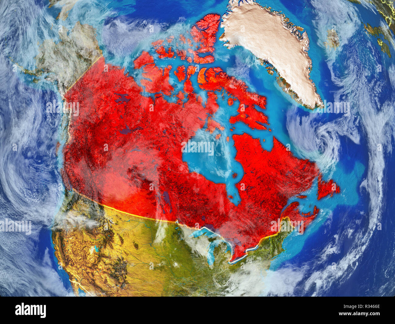Canada from space on model of planet Earth with country borders ...