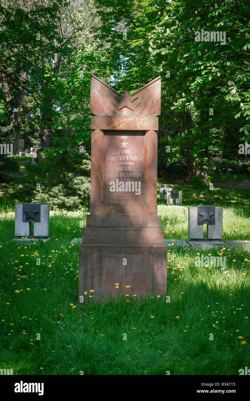 Poznan cemetery, view in the Poznan Citadel Park Cemetery of headstones ...