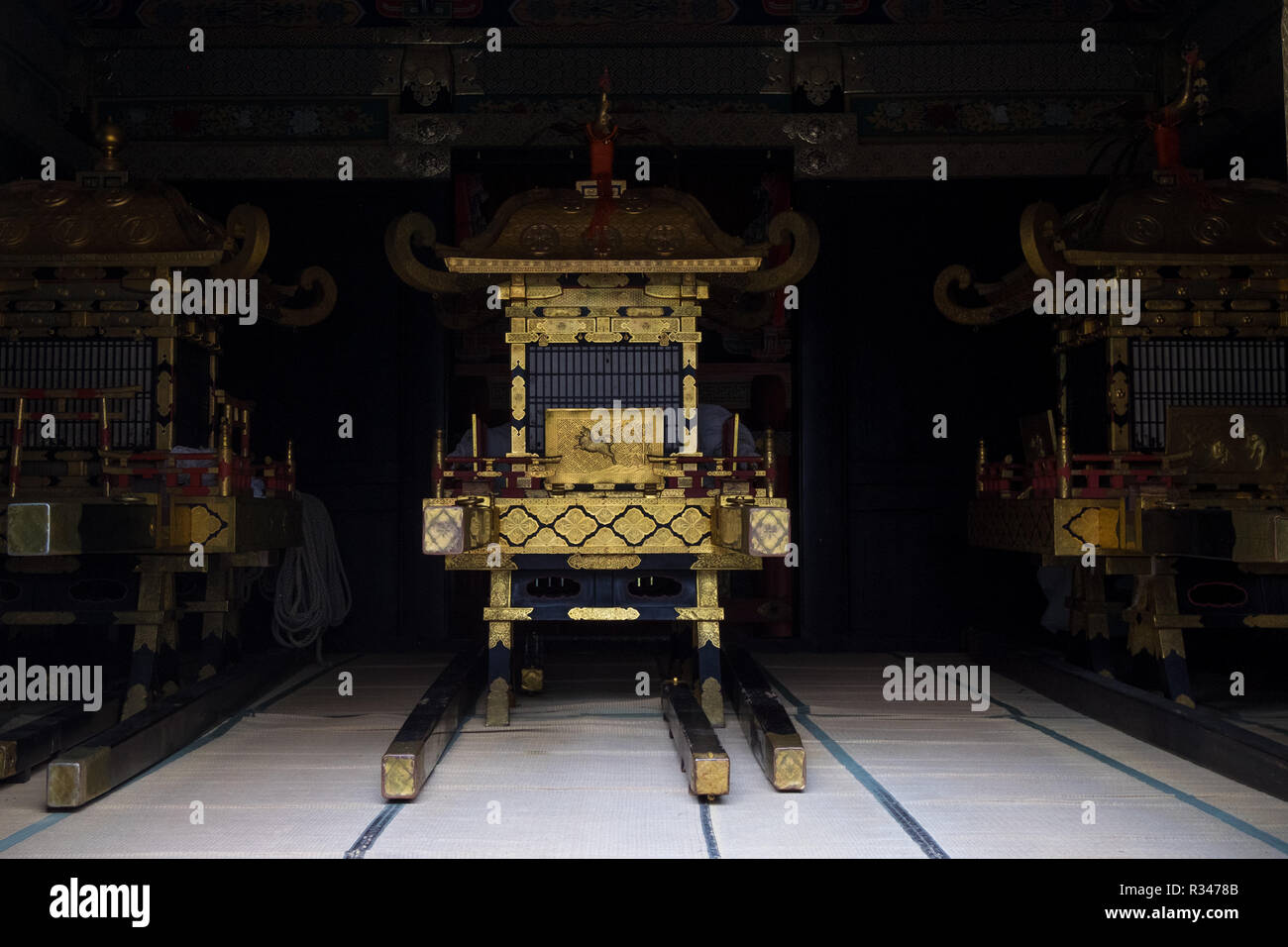 Ceremonial gold leaf ark in a temple at Toshogu in Nikko, Japan Stock ...
