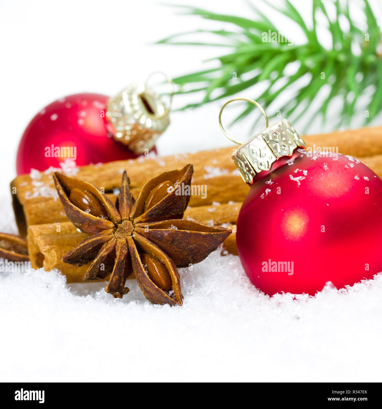 christmas decoration with baubles Stock Photo - Alamy