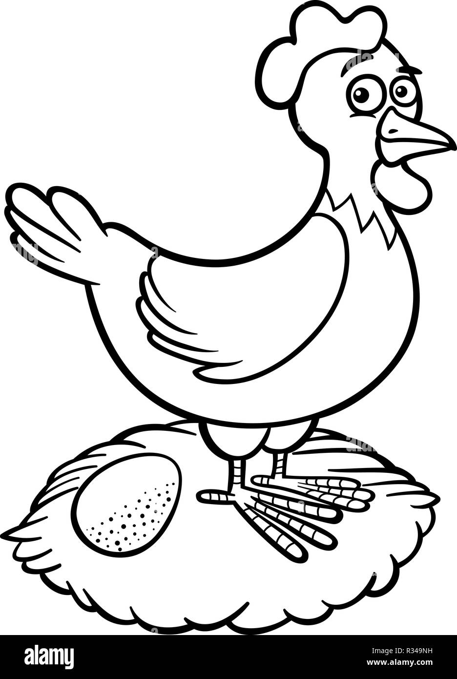 Cartoon hen coloring page hi-res stock photography and images - Alamy