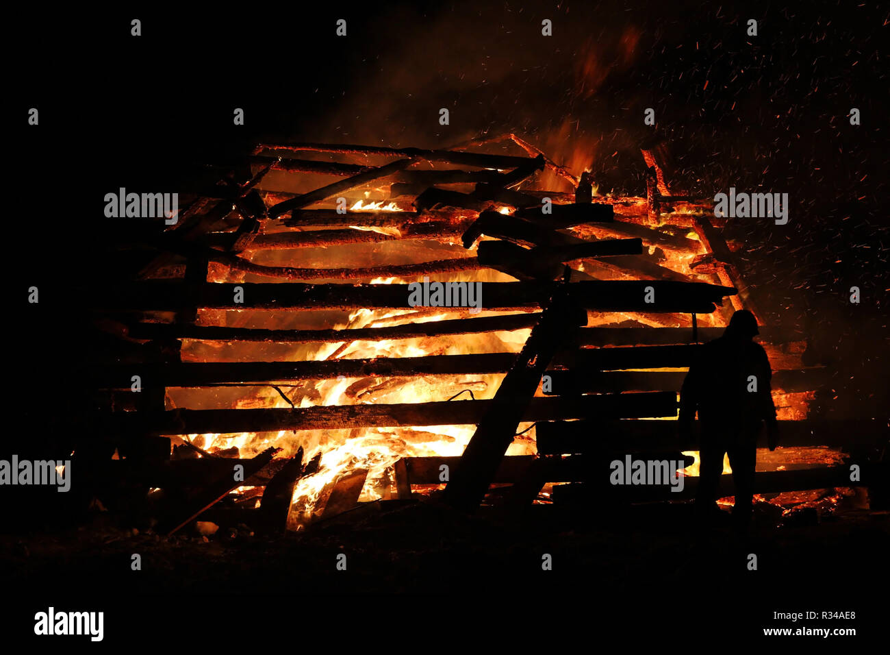 humans and the great fire Stock Photo - Alamy