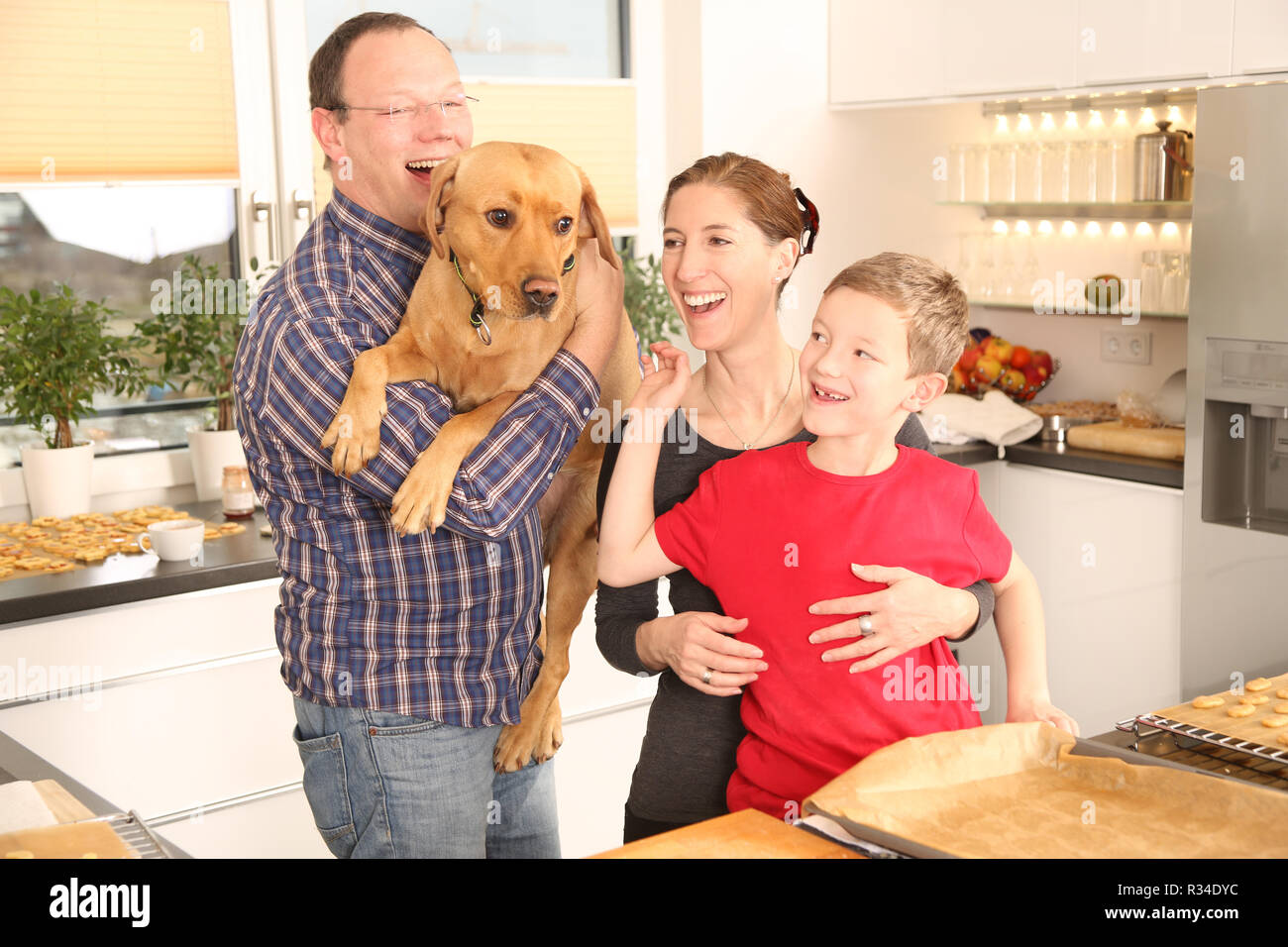 family with dog Stock Photo - Alamy