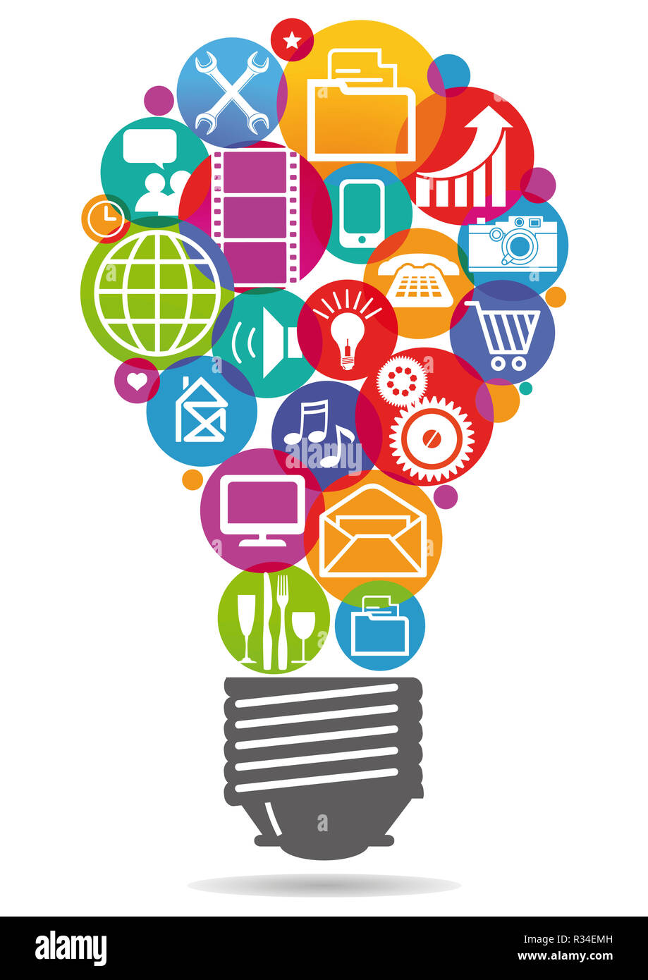 Infographic icons connect global digital hi-res stock photography and ...