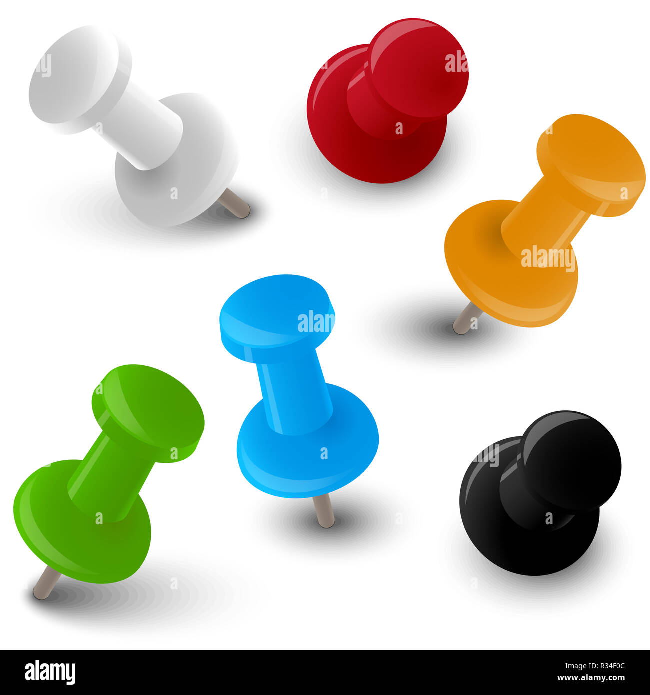 set of different colored thumbtacks Stock Photo - Alamy