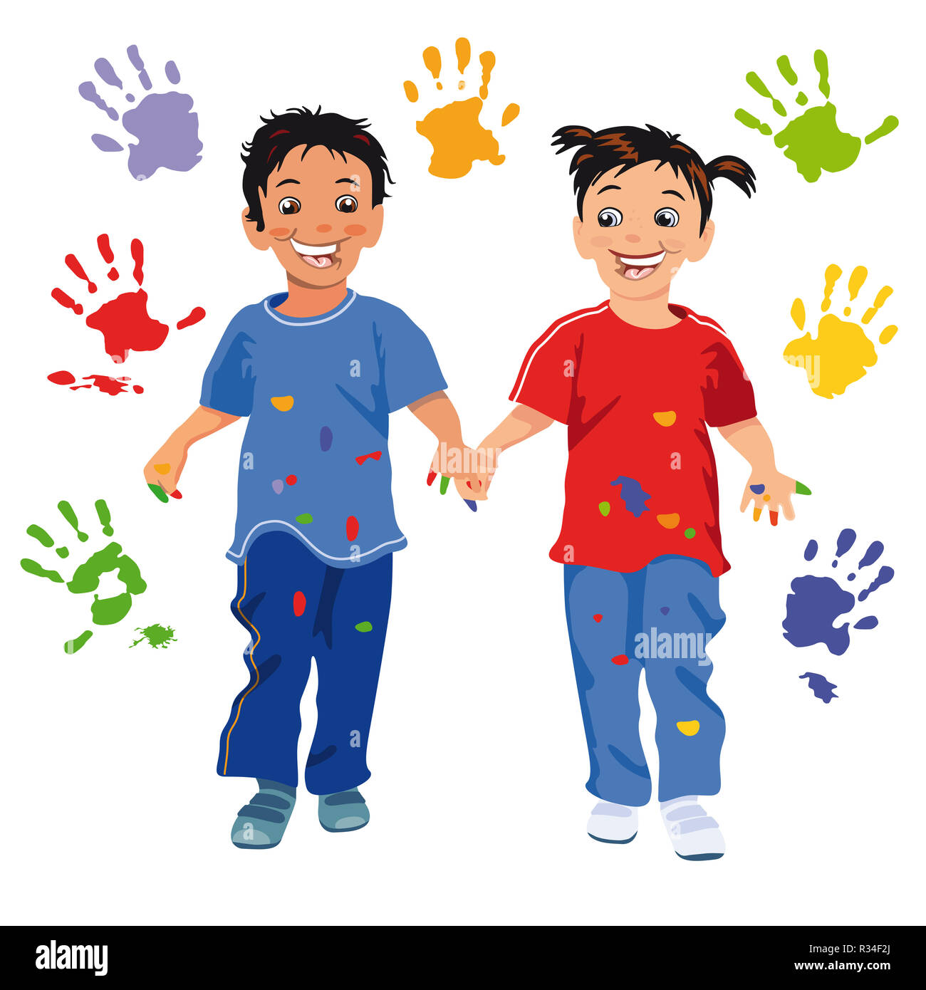 Rainbow handprint Cut Out Stock Images & Pictures - Alamy