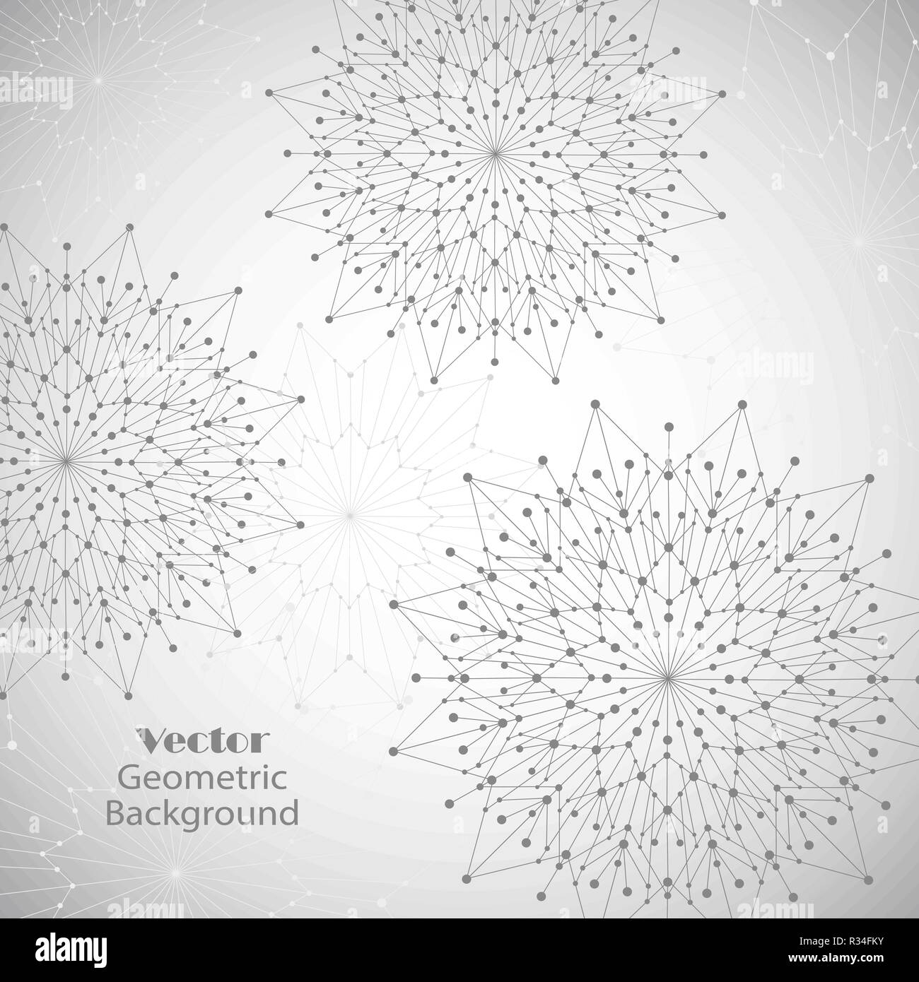 Geometric pattern with connected lines and dots. Vector illustration on ...