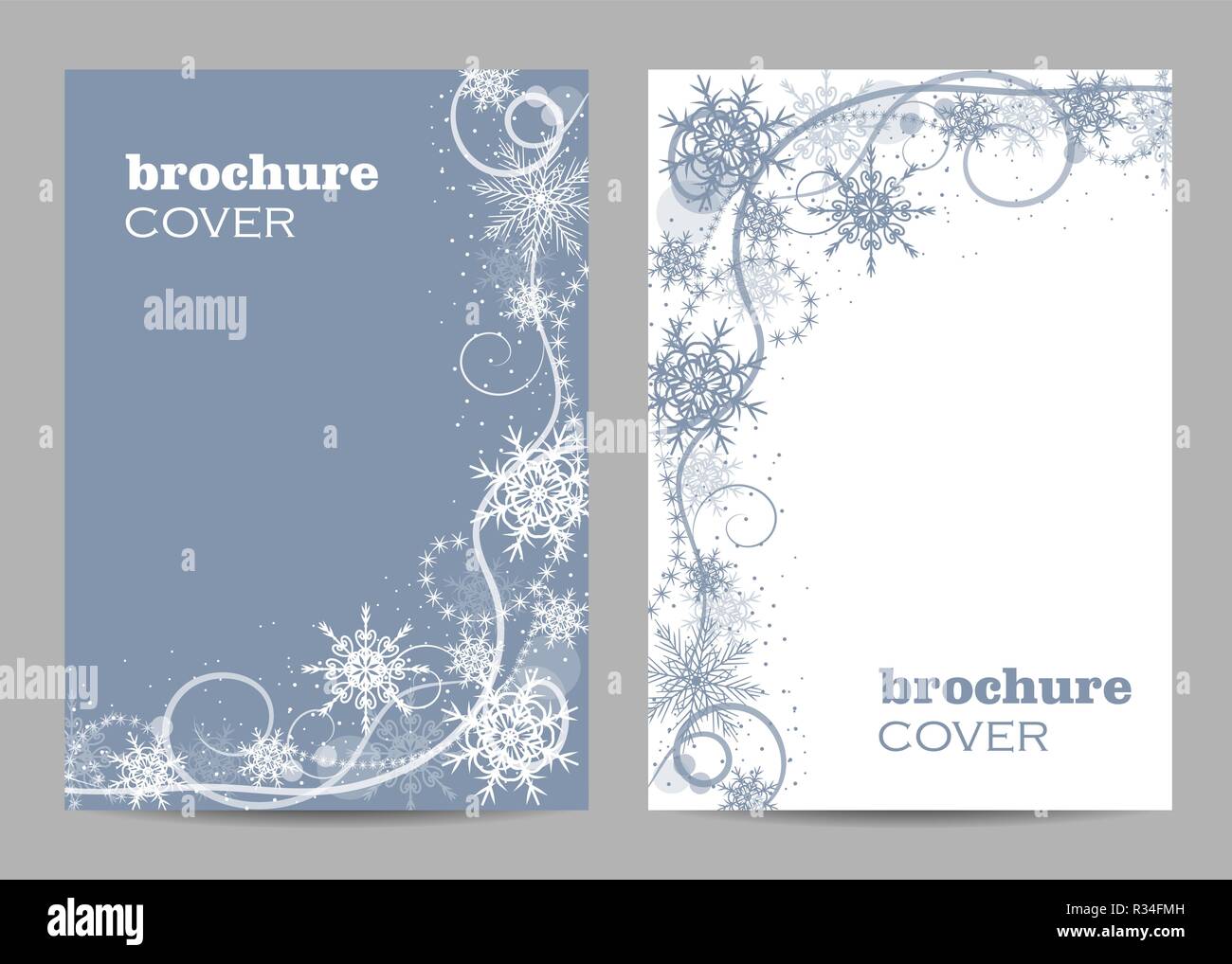 Brochure template layout design. Beautiful winter pattern on blue ...