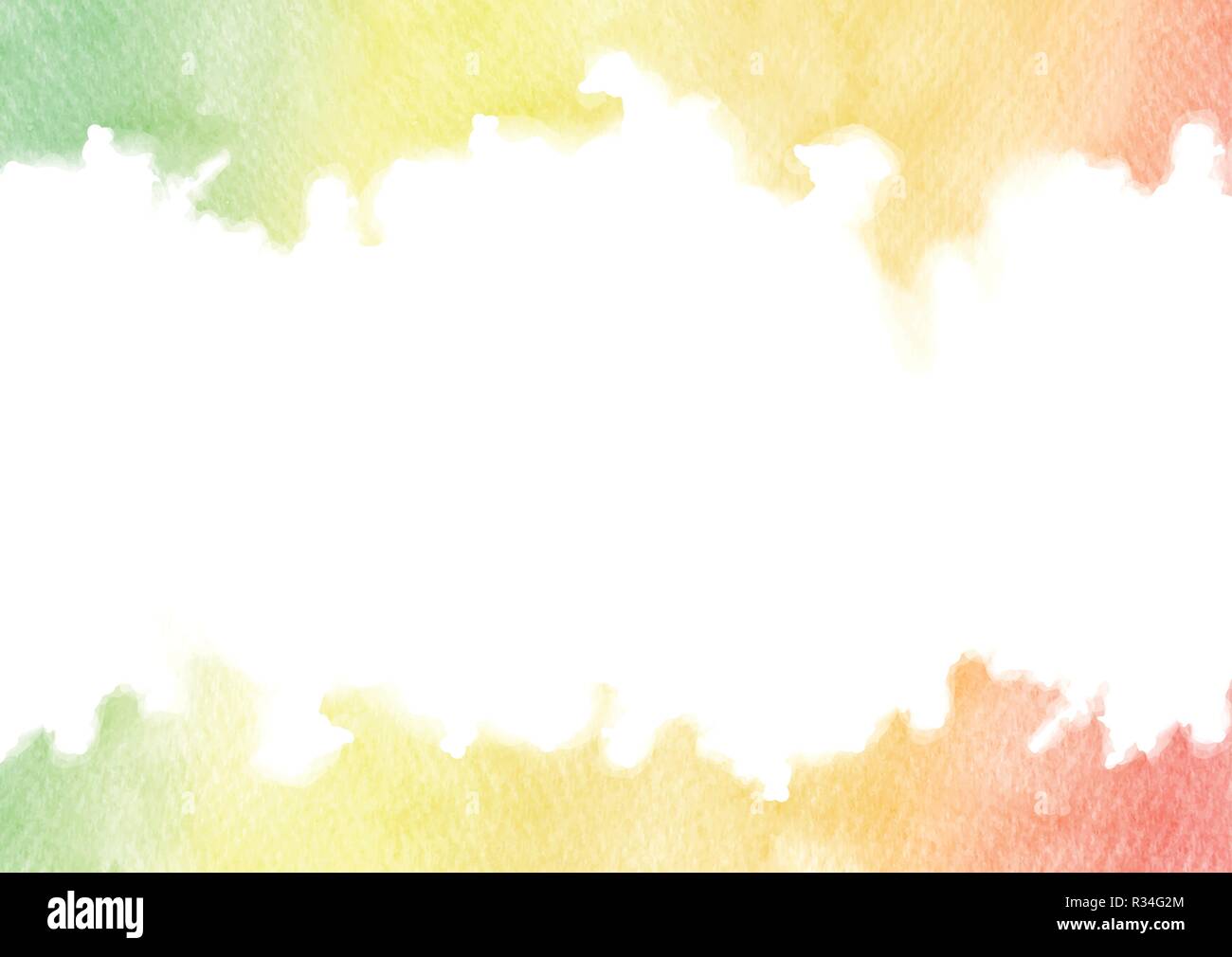 Hand painted rainbow watercolor texture frame isolated on white ...