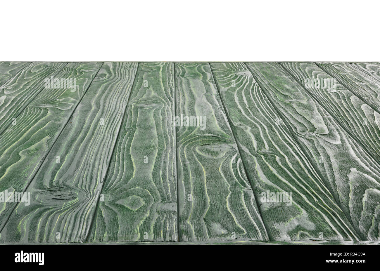 surface of dark green wooden planks on white background Stock Photo - Alamy