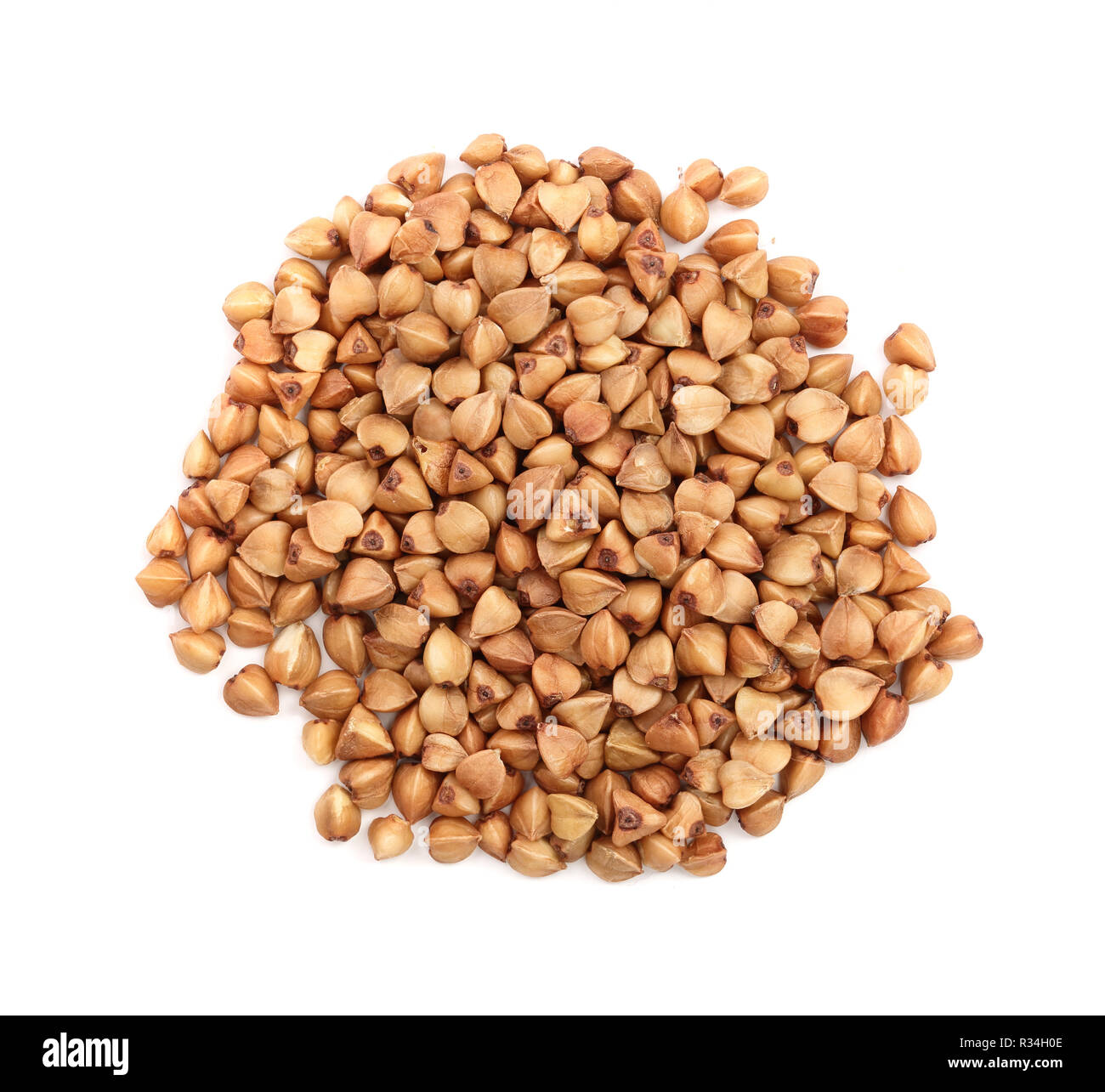 buckwheat grain isolated on white background close up. Top view Stock ...