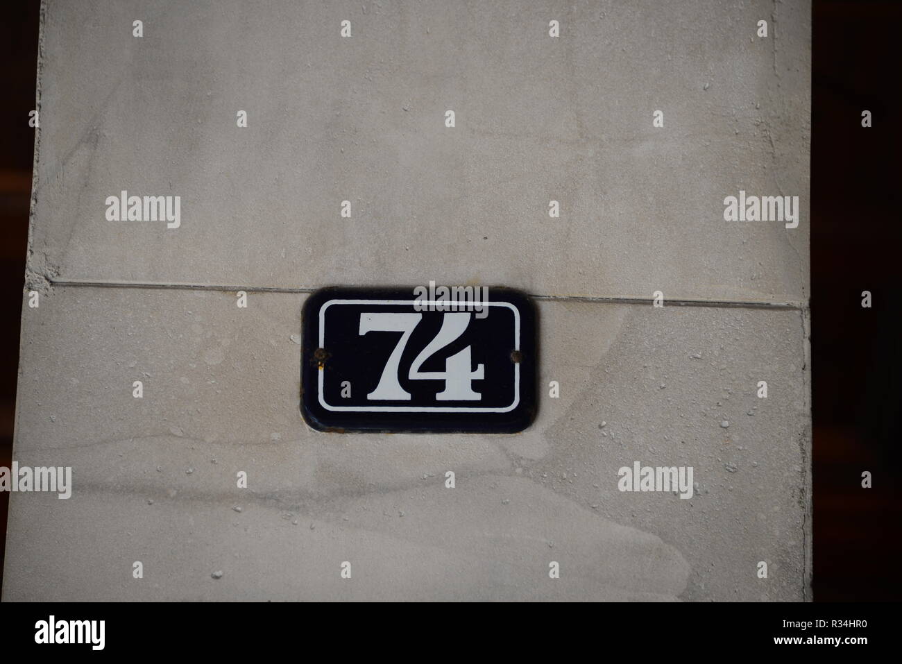 faÃ§ades,street signs,email,tiles,spain,house number 74 Stock Photo - Alamy