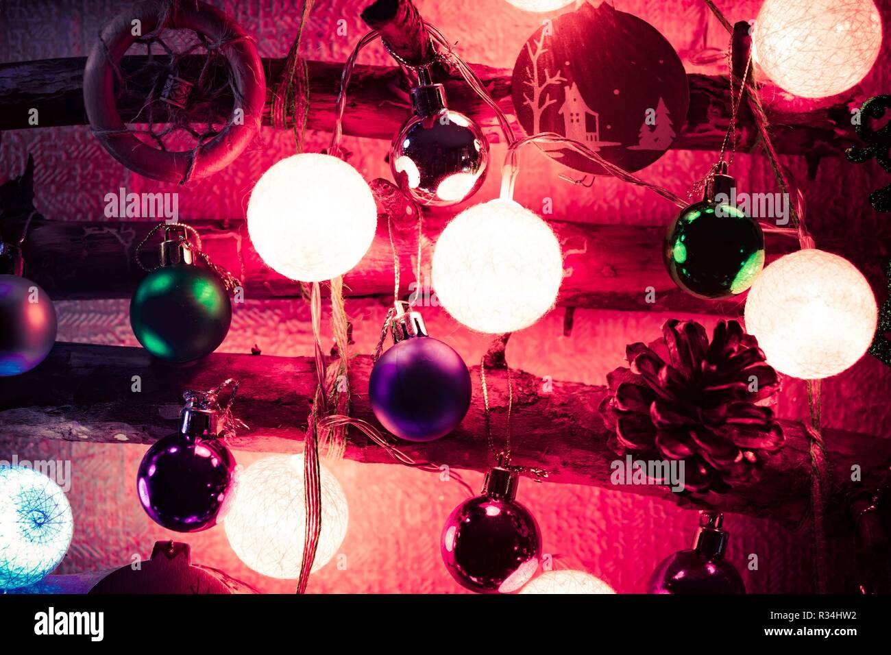 Christmas tree made from sticks and twigs background and Christmas ...