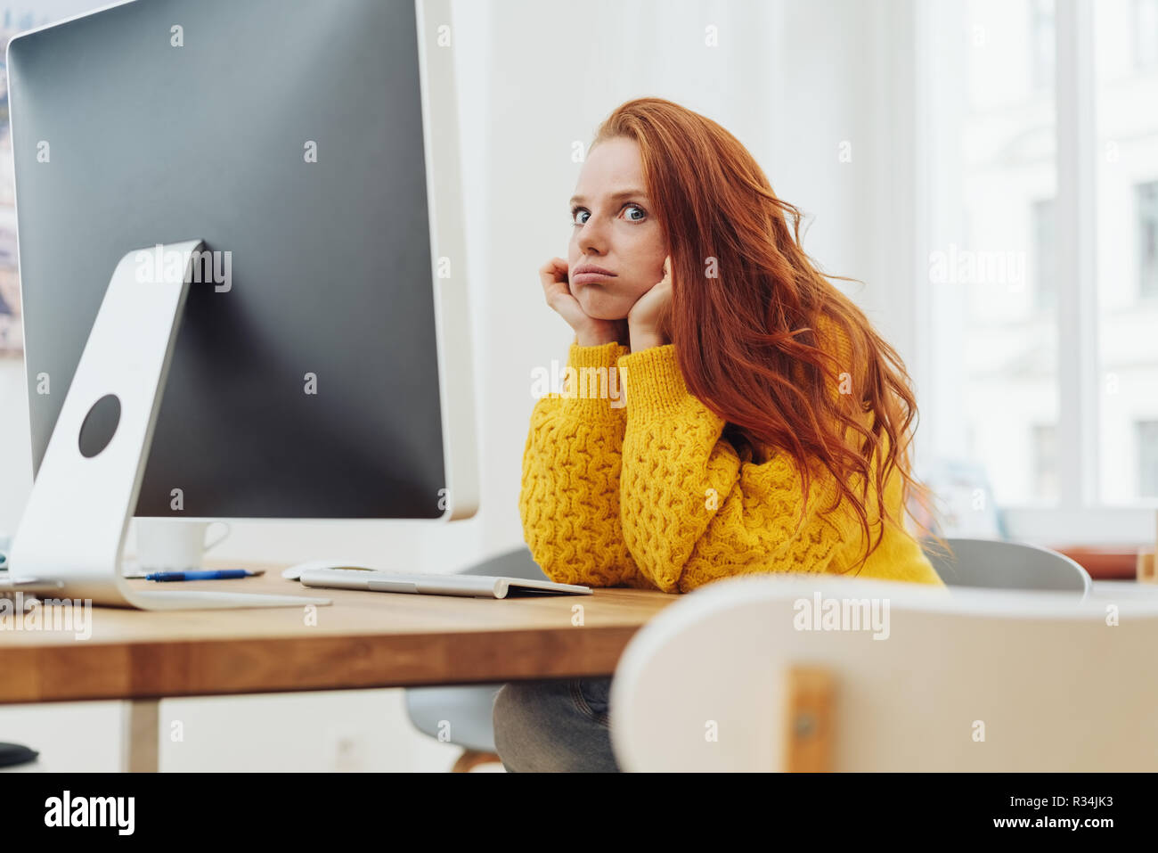 Tired young woman bored fed up hi-res stock photography and images - Alamy