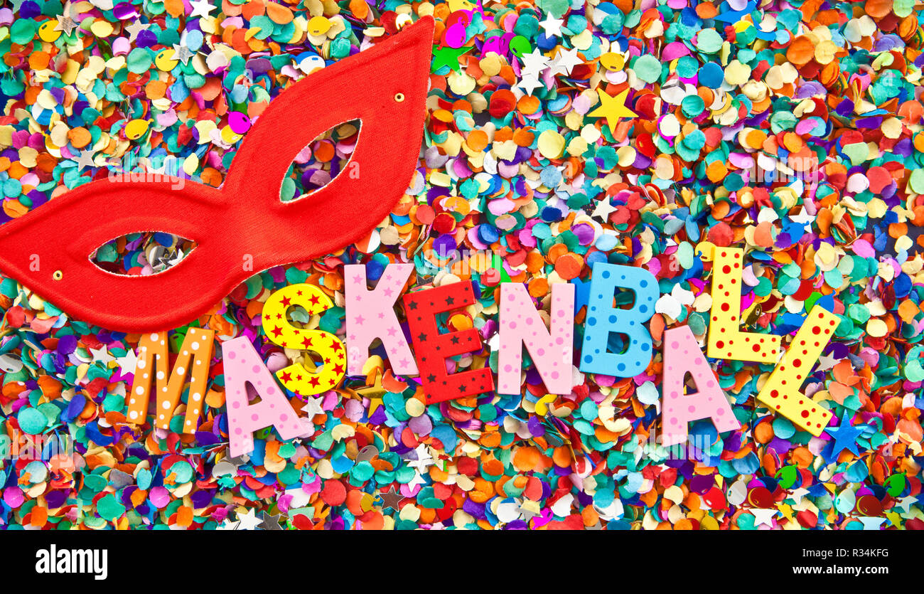 masked ball in colorful letters Stock Photo - Alamy