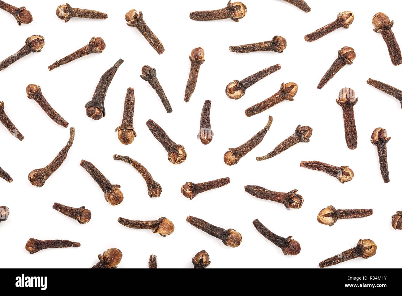 Dry spice cloves or carnation isolated on white background. Top view ...