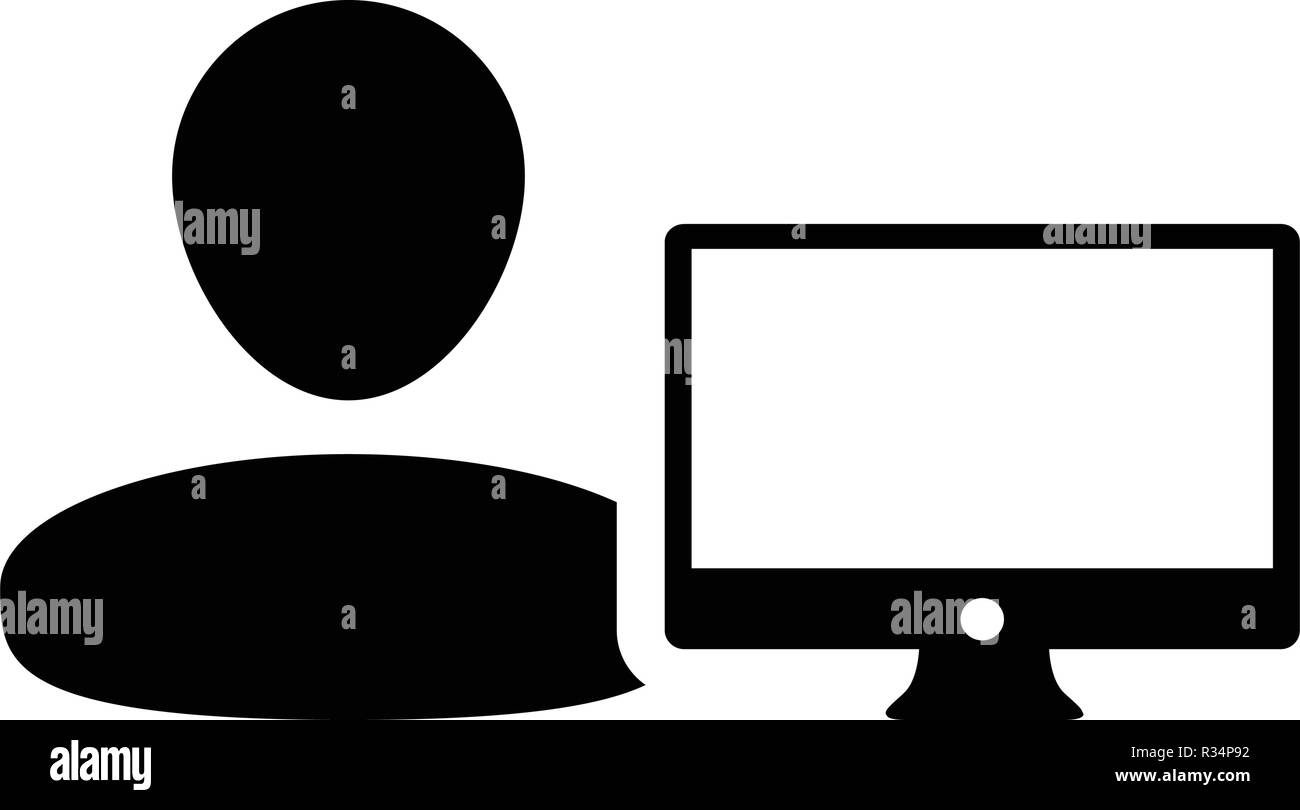 Labor icon vector male person user with computer monitor screen avatar ...