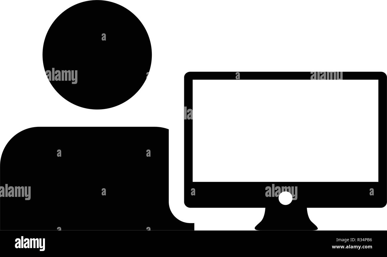 User icon vector male person with computer monitor screen avatar in ...