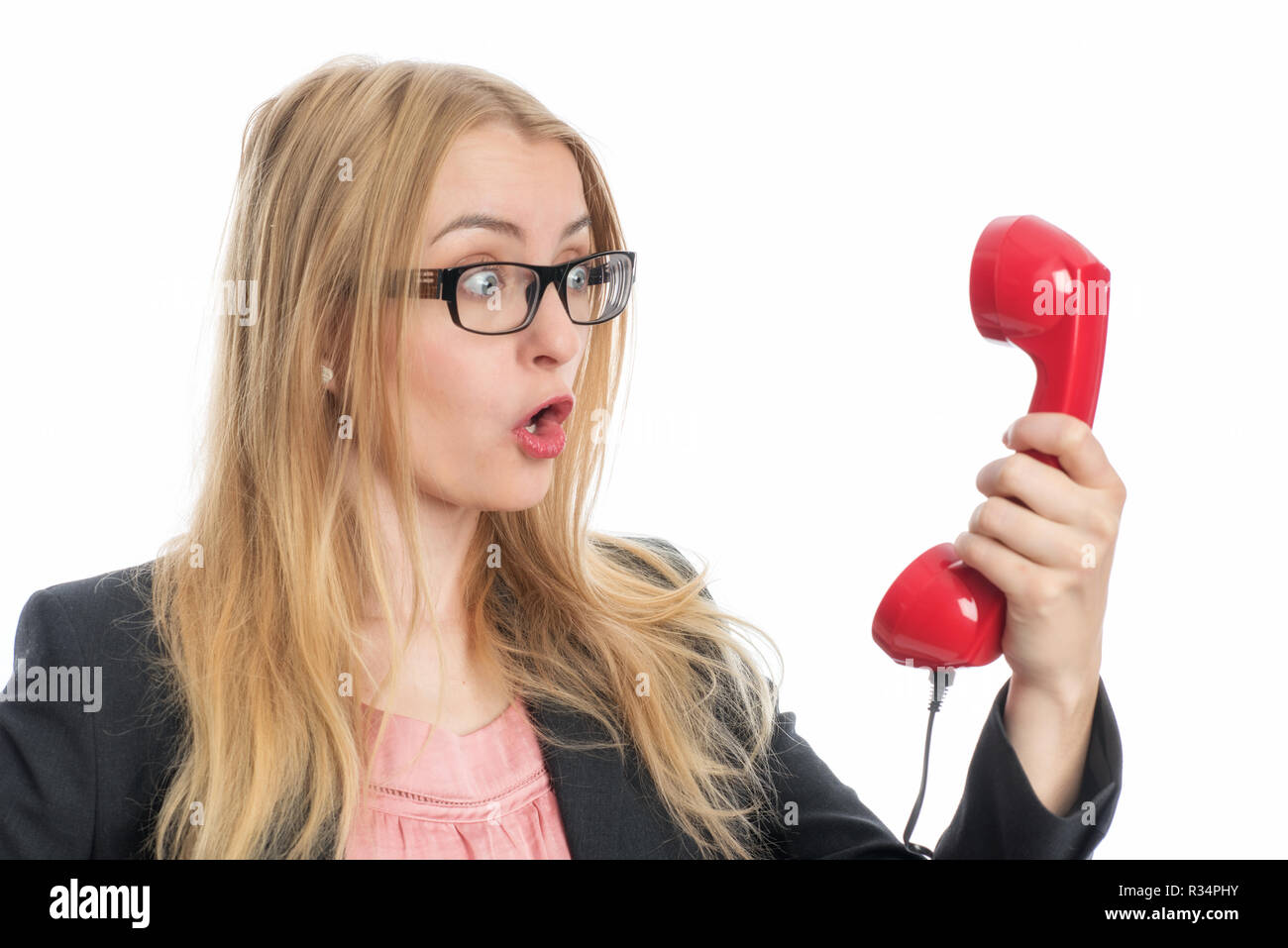 Businesswoman yell phone hi-res stock photography and images - Alamy