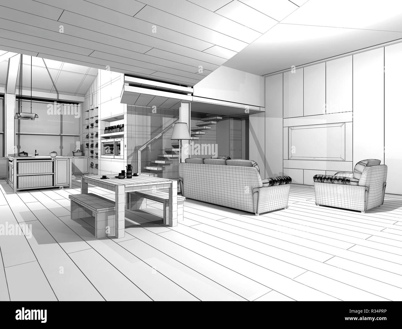 3d wireframe building hi-res stock photography and images - Alamy