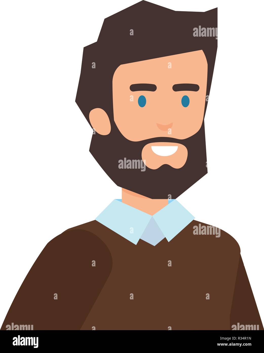 young man with beard avatar character vector illustration design Stock ...